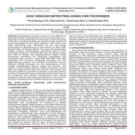 Irjet Leaf Disease Detecting Using Cnn Technique Pdf