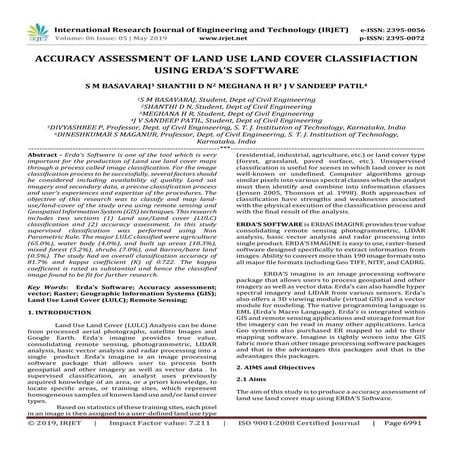 IRJET- Accuracy Assessment of Land use Land Cover Classifiaction using Erda’s Software | PDF