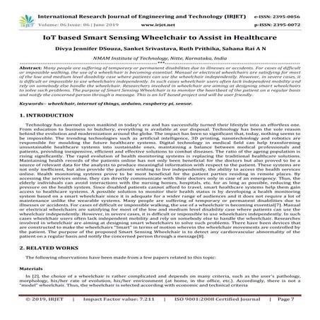 IRJET- IoT based Smart Sensing Wheelchair to Assist in Healthcare | PDF