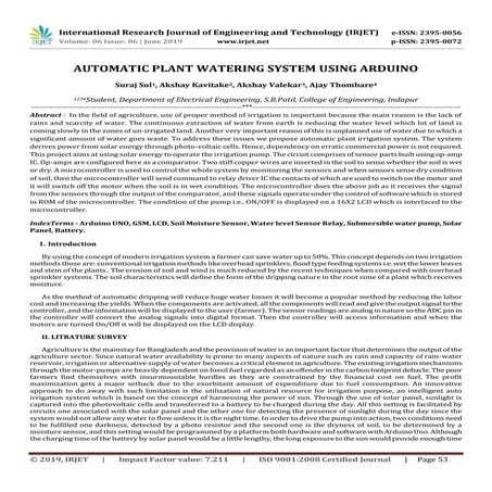 Irjet Automatic Plant Watering System Using Arduino Pdf
