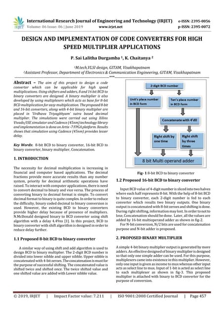 Irjet Design And Implementation Of Code Converters For High Speed
