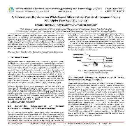 IRJET- A Literature Review on Wideband Microstrip Patch Antennas using Multiple Stacked Elements ...