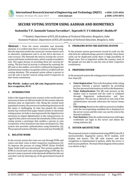 Smart Voting System with Face Recognition | PPTX