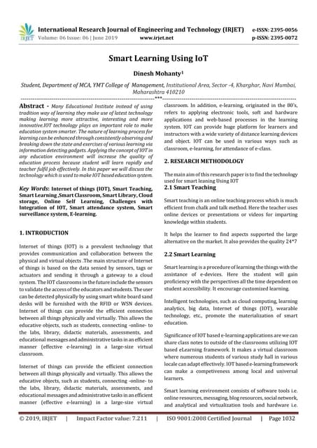 Irjet Smart Learning Using Iot Pdf