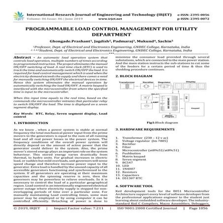 Irjet Programmable Load Control Management For Utility Department Pdf