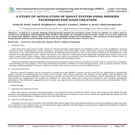 IRJET- A Study of Application of Qanat System using Modern Techniques ...