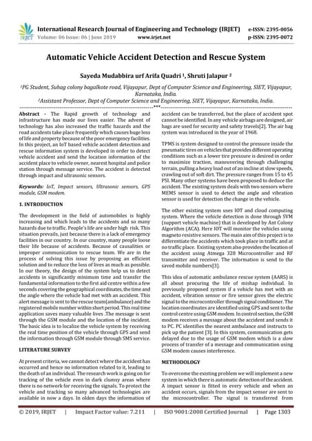 Automatic Accident Detection and Emergency Alert System using IoT | PDF