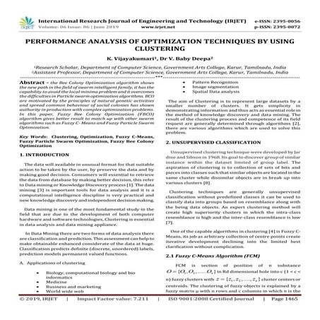 Irjet Performance Analysis Of Optimization Techniques By Using