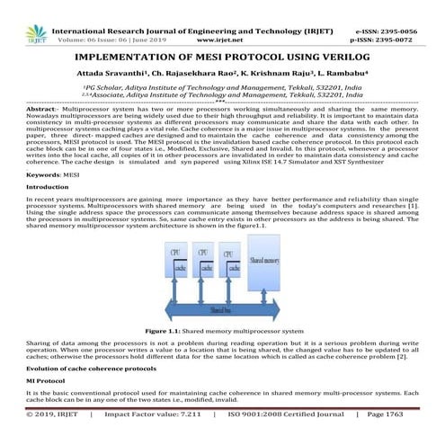 Irjet Implementation Of Mesi Protocol Using Verilog Pdf
