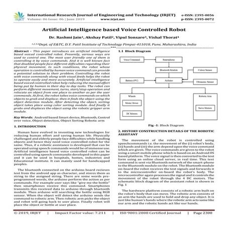 Irjet Artificial Intelligence Based Voice Controlled Robot Pdf