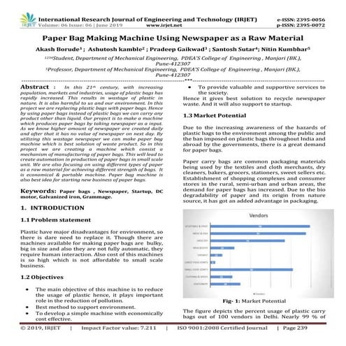 IRJET- Paper Bag Making Machine using Newspaper as a Raw Material | PDF