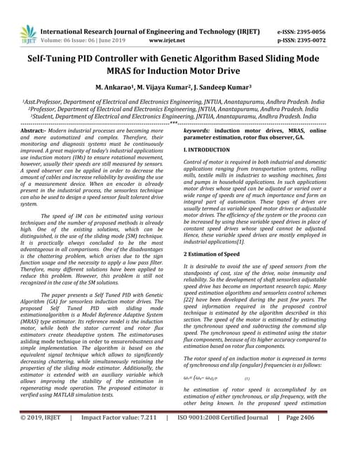 Irjet Self Tuning Pid Controller With Genetic Algorithm Based Sliding