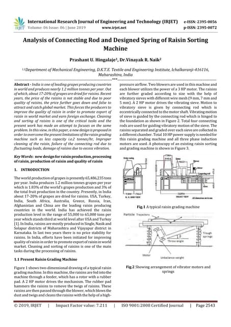 Irjet Analysis Of Connecting Rod And Designed Spring Of Raisin Sorting