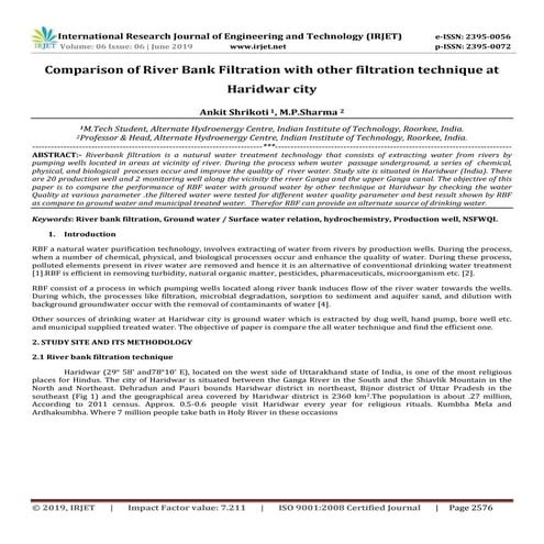 IRJET- Comparison of River Bank Filtration with other Filtration ...