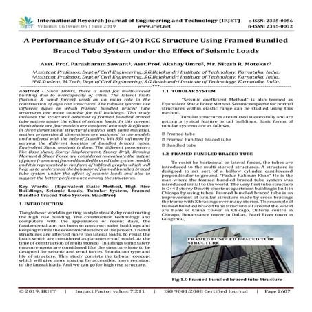 IRJET- A Performance Study of (G+20) RCC Structure using Framed Bundled Braced Tube System under ...