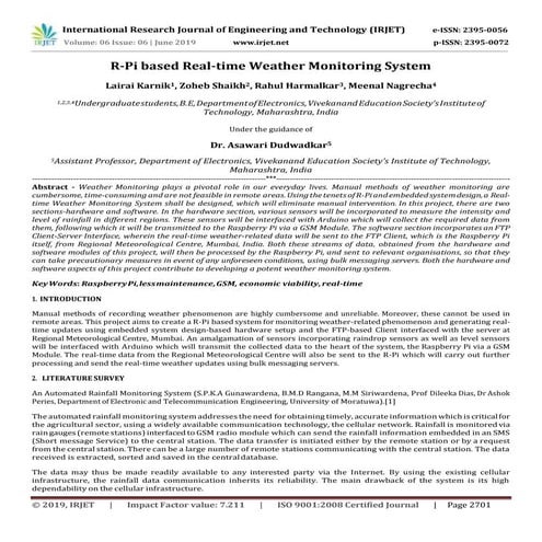 Irjet R Pi Based Real Time Weather Monitoring System Pdf