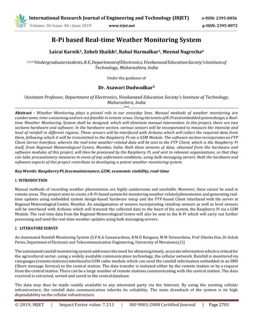 Irjet R Pi Based Real Time Weather Monitoring System Pdf