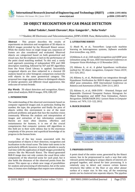 Irjet 3d Object Recognition Of Car Image Detection Pdf