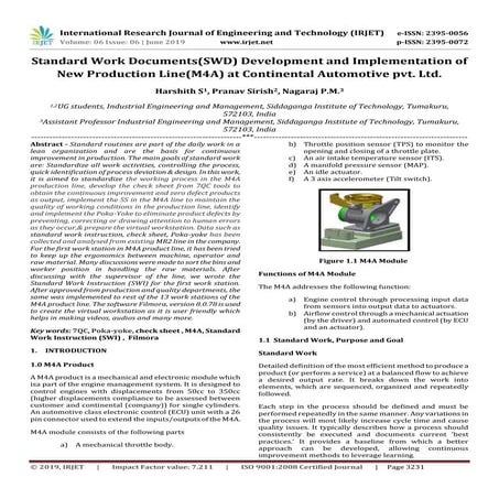IRJET- Standard Work Documents (SWD) Development and Implementation of ...