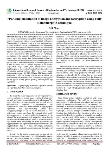 Irjet Fpga Implementation Of Image Encryption And Decryption Using 0619