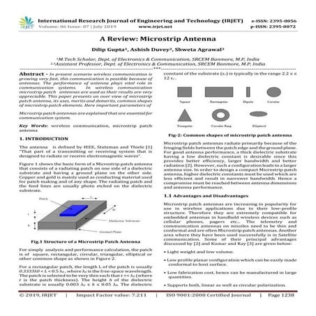 A Review paper on design for microstrip patch antenna | PDF