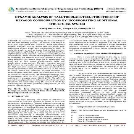 IRJET- Dynamic Analysis of Tall Tubular Steel Structures of Hexagon ...