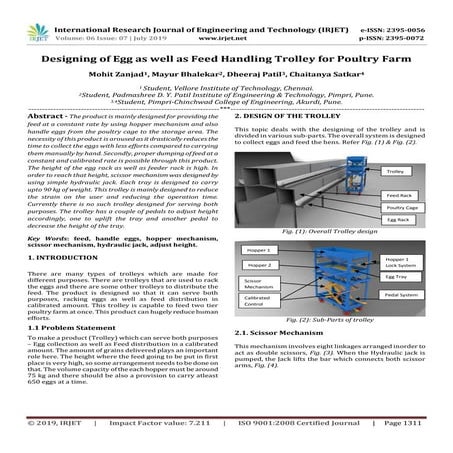 IRJET- Designing of Egg as Well as Feed Handling Trolley for Poultry ...