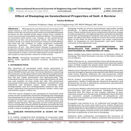 IRJET- Effect of Dumping on Geotechnical Properties of Soil: A Review ...