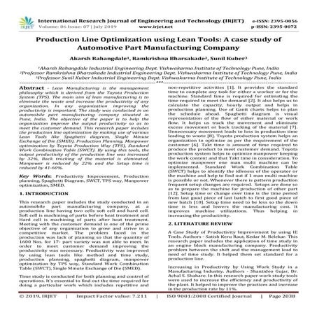 The Impact of Lean Production on the Cycle Time: A Case Study of a ...