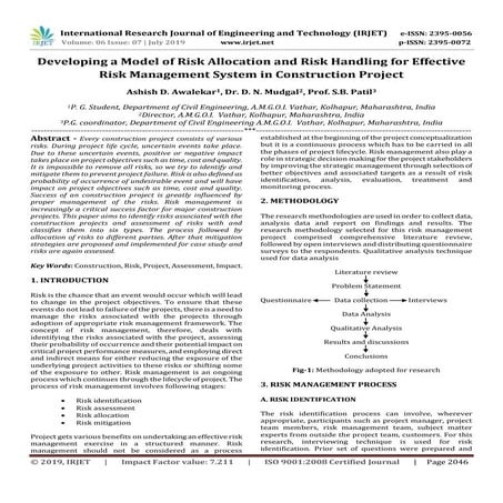 EFFECTIVE RISK MANAGEMENT IN CONSTRUCTION PROJECTS | PDF