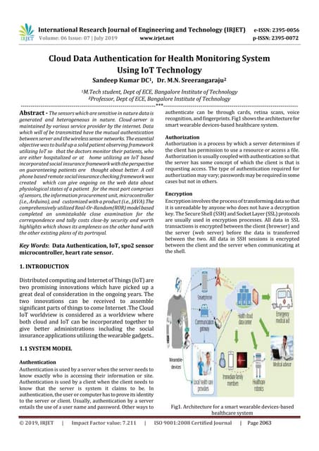 IRJET- Cloud Data Authentication for Health Monitoring System using IoT ... IRJET- Cloud Data Authentication for Health Monitoring System using IoT ...