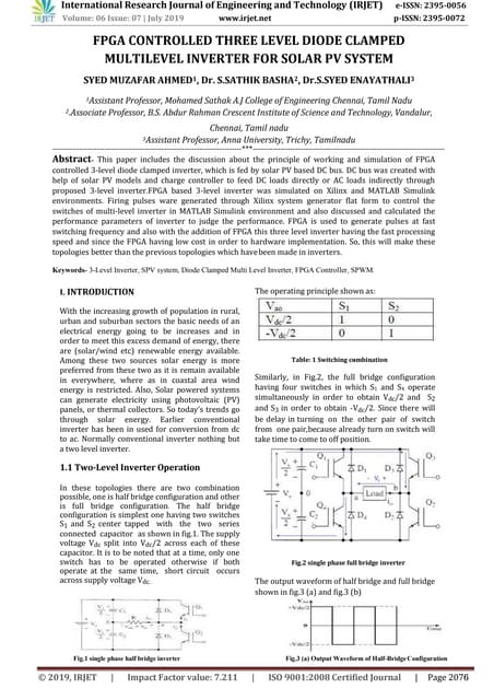 Irjet Fpga Controlled Three Level Diode Clamped Multilevel Inverter