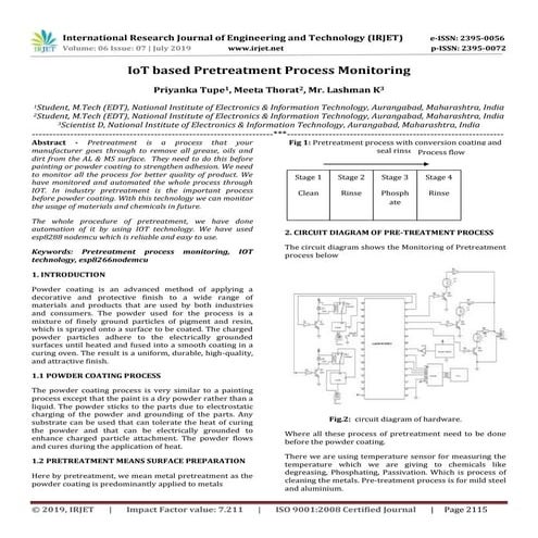 IRJET- IoT based Pretreatment Process Monitoring | PDF