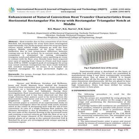 IRJET- Enhancement of Natural Convection Heat Transfer Characteristics from Horizontal Rectangular