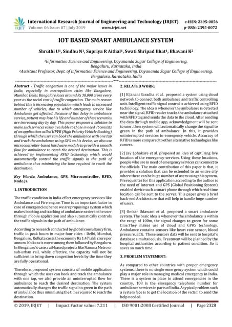 IOT Based Smart Ambulance Monitoring System with Traffic Light Control | PDF