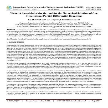Irjet Wavelet Based Galerkin Method For The Numerical Solution Of One Dimensional Partial 8838