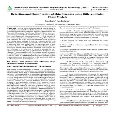 Irjet Detection And Classification Of Skin Diseases Using Different Color Phase Models Pdf