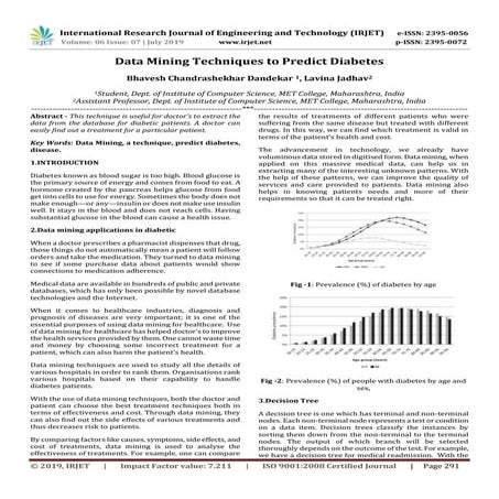 Irjet Data Mining Techniques To Predict Diabetes Pdf Databases Computer Software And