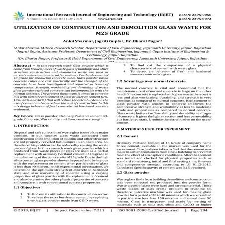 IRJET- Utilization of Construction and Demolition Glass Waste for M25 ...
