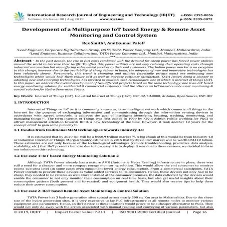 IRJET- Development of a Multipurpose IoT based Energy & Remote Asset Monitoring and Control ...