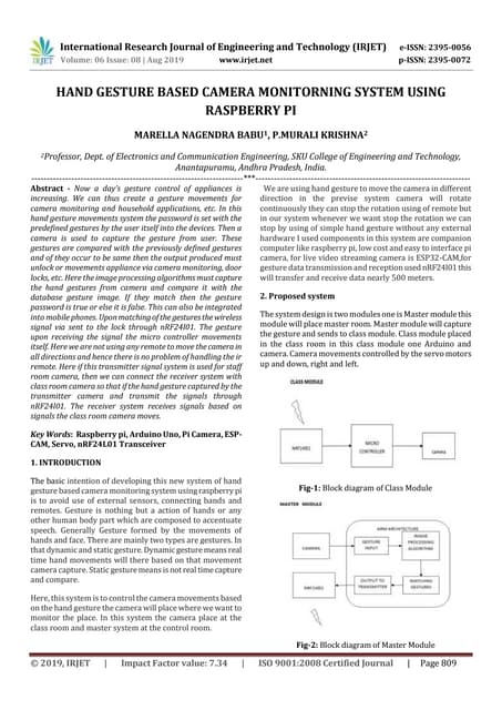 Irjet Hand Gesture Based Camera Monitorning System Using Raspberry Pi