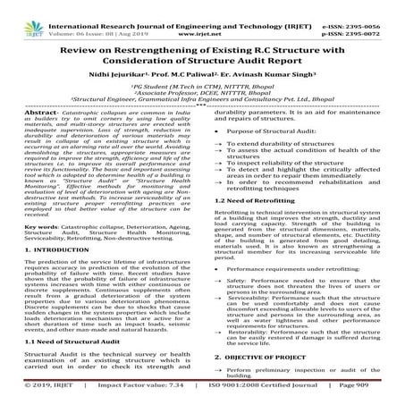 IRJET- Review on Restrengthening of Existing R.C Structure with ...