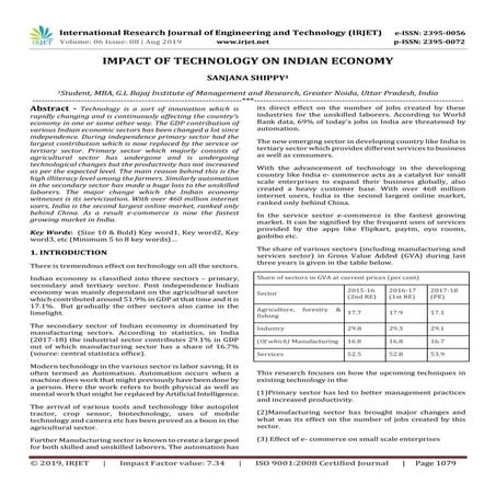 IRJET- Impact of Technology on Indian Economy | PDF