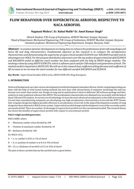 Study of Flow Over Supercritical Airfoil and it’s Comparison with NACA Airfoil | PDF