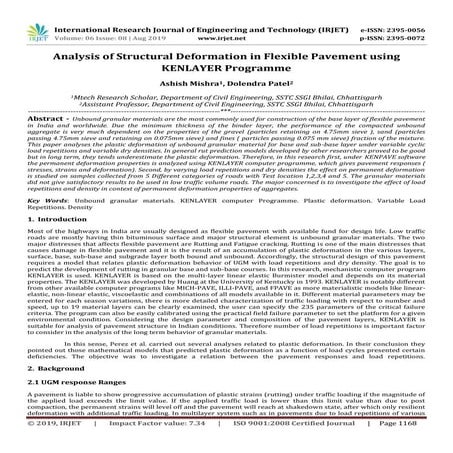 Irjet Analysis Of Structural Deformation In Flexible Pavement Using
