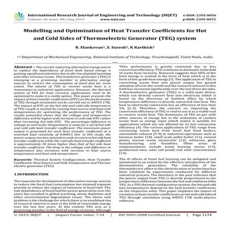 IRJET- Modelling and Optimization of Heat Transfer Coefficients for Hot ...