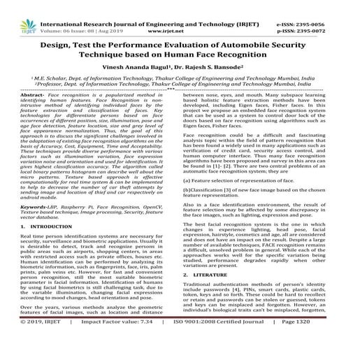 Irjet Design Test The Performance Evaluation Of Automobile Security