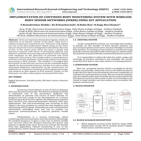 Irjet Implementation Of Continues Body Monitoring System With Wireless