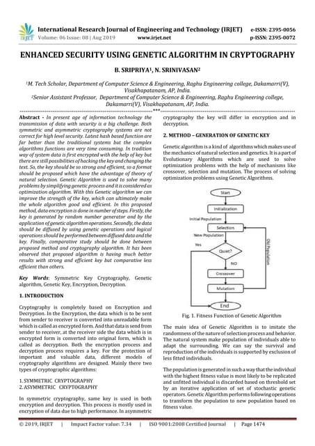 Irjet Enhanced Security Using Genetic Algorithm In Cryptography Pdf