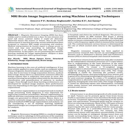 Irjet Mri Brain Image Segmentation Using Machine Learning Techniques Pdf